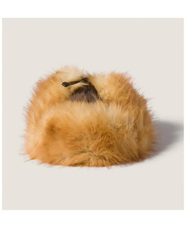Miu Miu Technical Fabric And Faux Fur Trapper Hat - Brown