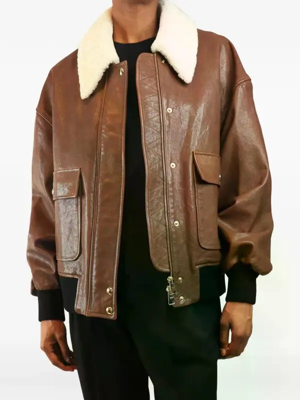 Khaite Shearling-trimmed Leather Jacket