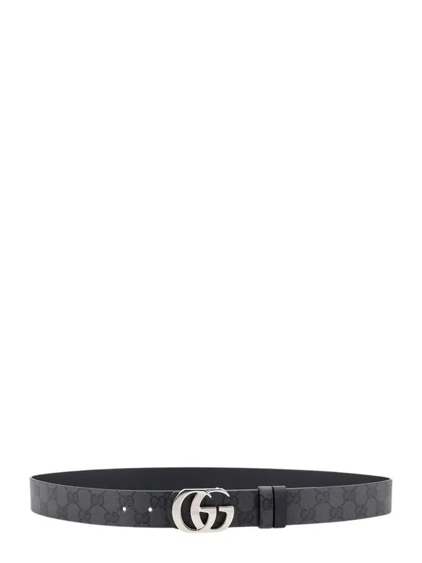 Gucci Gg Marmont Reversible Belt With Double G Buckle - Black