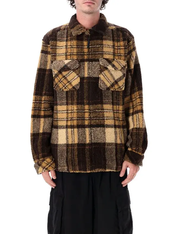 KAVU Plaid Fleece Half-zip Pullover Jacket