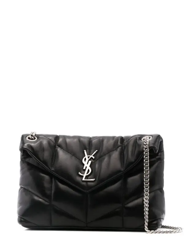 Saint Laurent Mini Puffer Shoulder Handbag Chevron-quilted Leather - Black