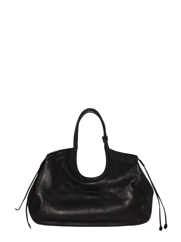 Miu Miu Miu Wonder Mini Handbag In Lamb Leather With Gold-tone Hardware - Black