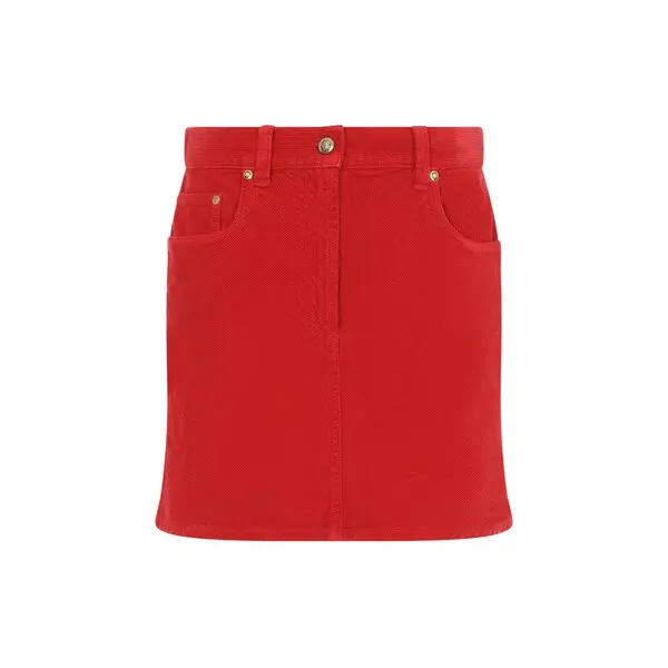 Versace Cotton Denim Mini Skirt - Red