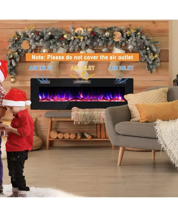 ECOOSO Ultra Thin Electric Fireplace With Heat Settings