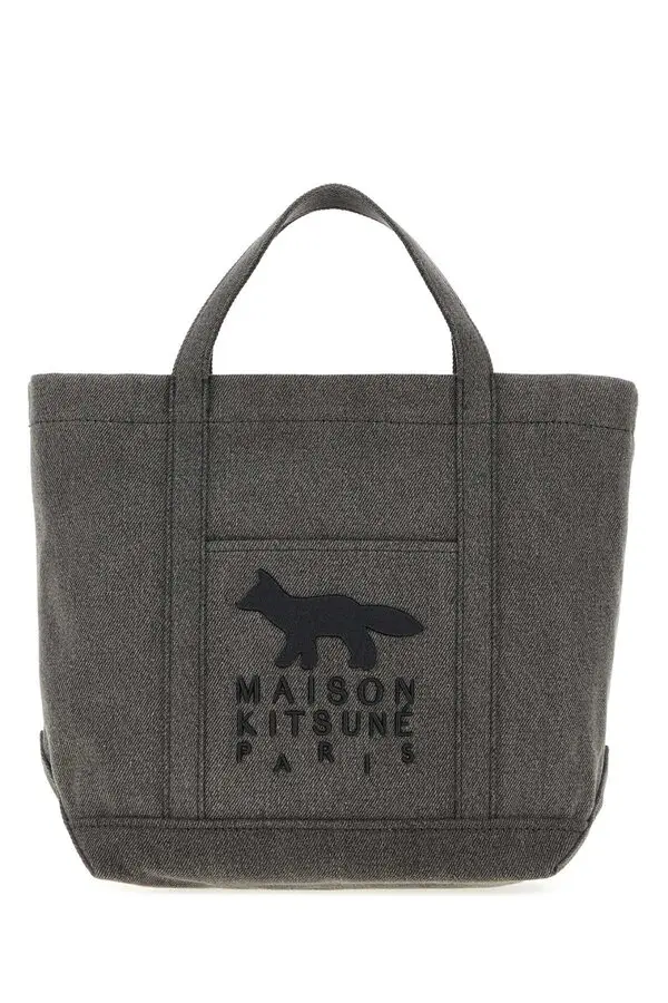 Maison Kitsuné Mini Canvas Shopping Handbag - Grey