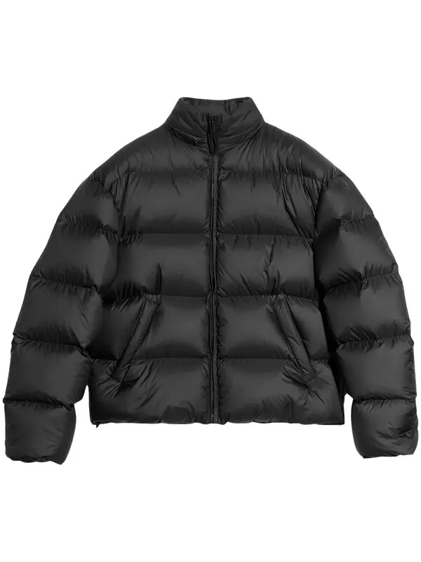 Gucci Padded Jacket With Embroidered Crest, Concealed Hood & Web Detail - Black