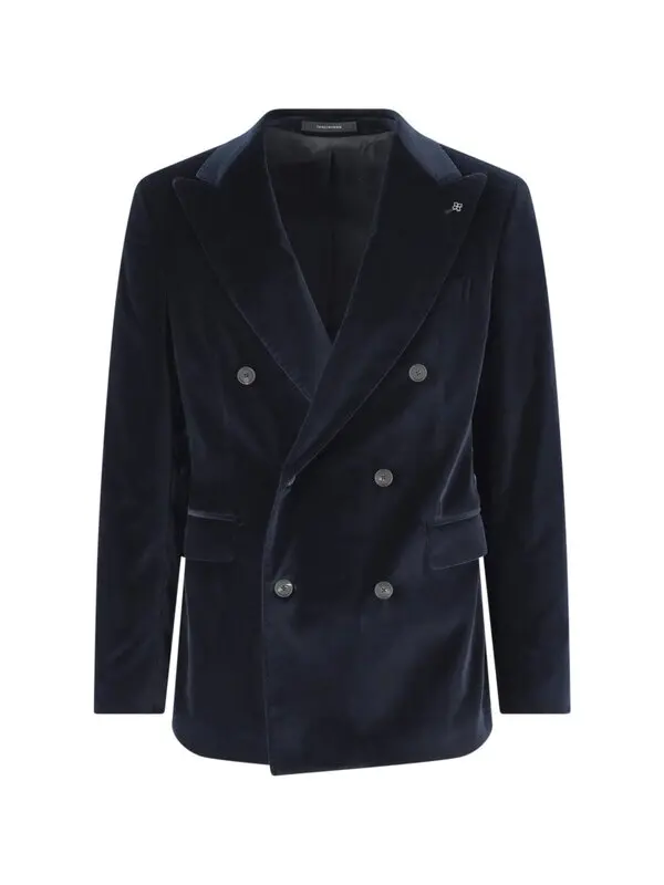 Tagliatore Double-breasted Velvet Blazer - Blue
