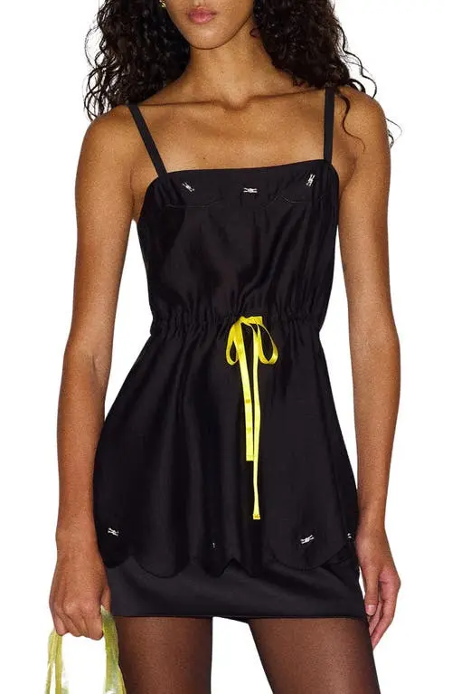 REFORMATION X Alexa Chung Square Neck Top - Black