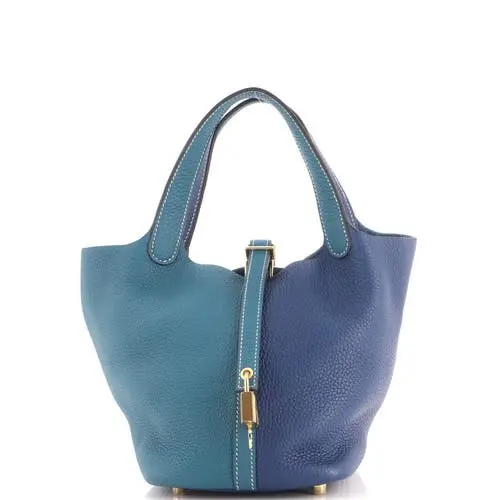 Hermès Casaque Picotin Lock Bag Clemence Pm - Blue