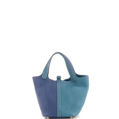 Hermès Casaque Picotin Lock Bag Clemence Pm - Blue