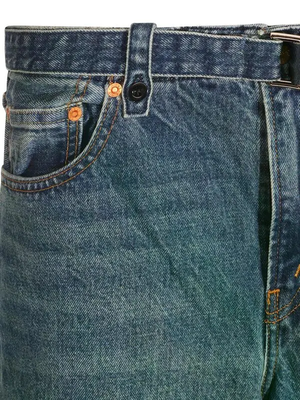 Sacai Belted Faded-effect Jeans