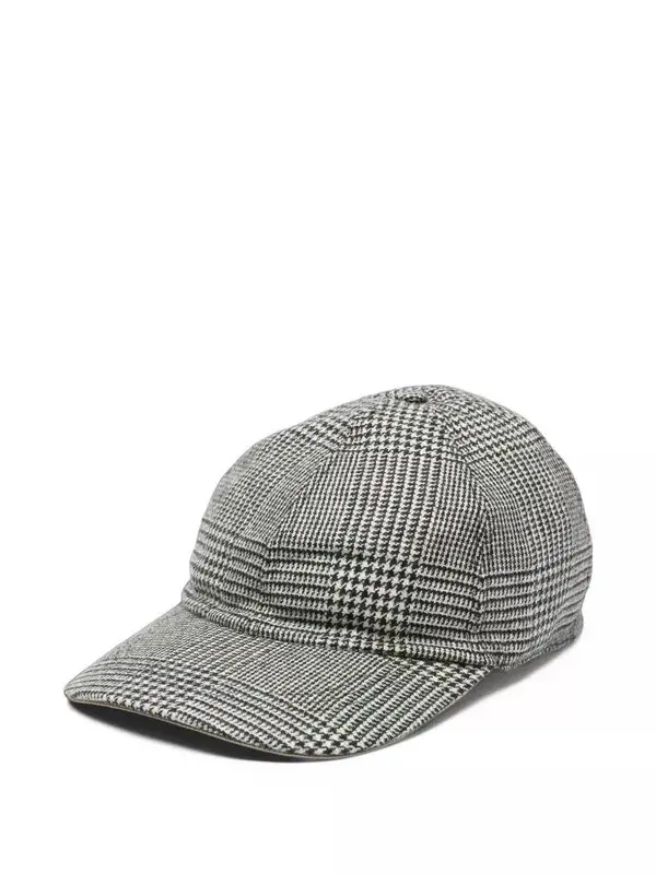 Canali Prince Of Wales-check Wool Baseball Cap