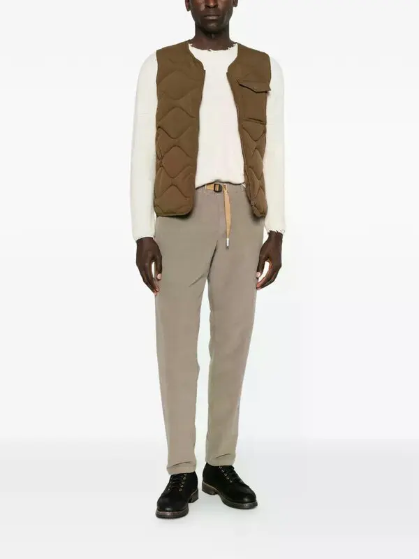 WHITE SAND Belted Corduroy Tapered Trousers