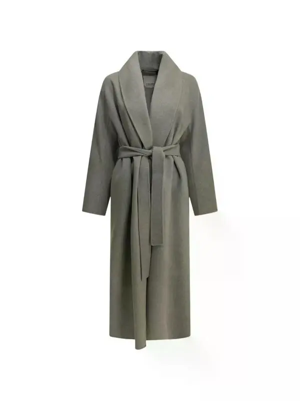 Max Mara Belted Shawl-collar Coat - Grey