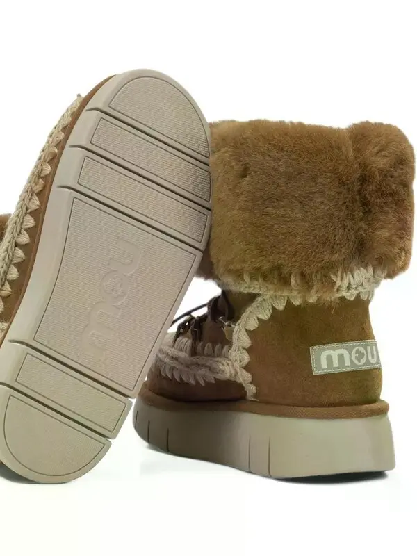 Mou Shearling-trim Lace-up Boots