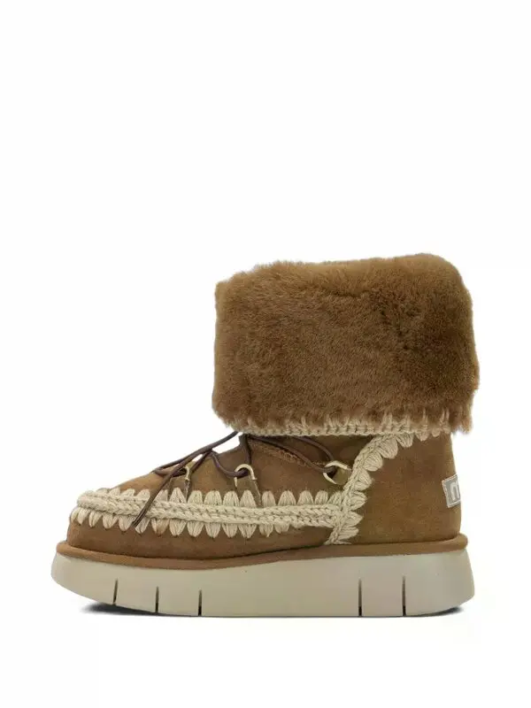 Mou Shearling-trim Lace-up Boots