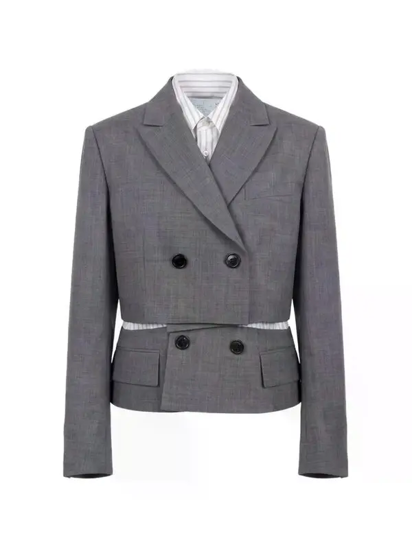 Sacai Layered Double-breasted Blazer - Grey