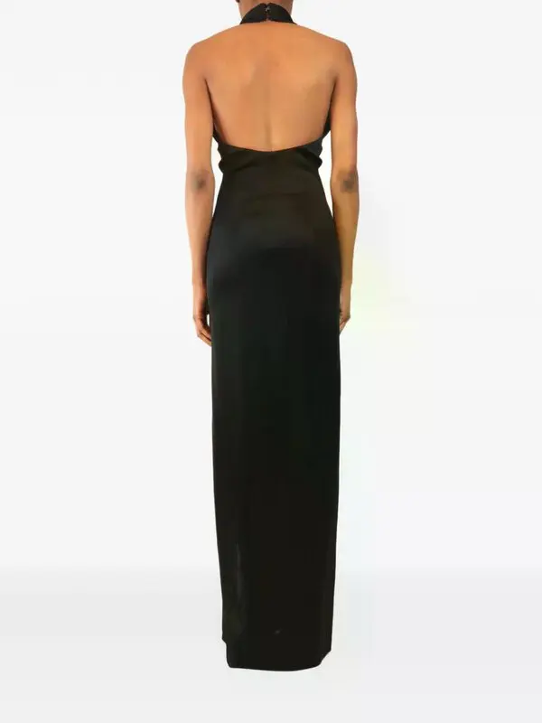 Galvan Halterneck Slit Maxi Dress - Black