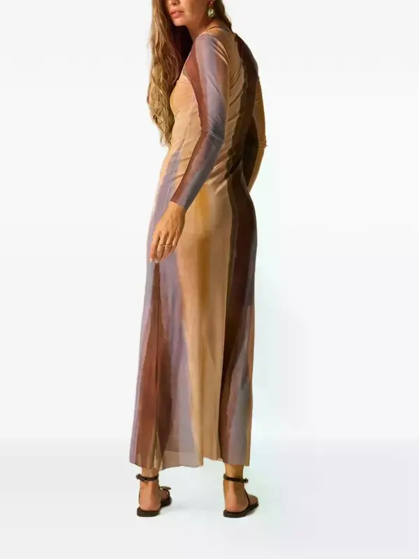 JBQ Petra Abstract-print Long-sleeve Maxi Dress - Neutrals