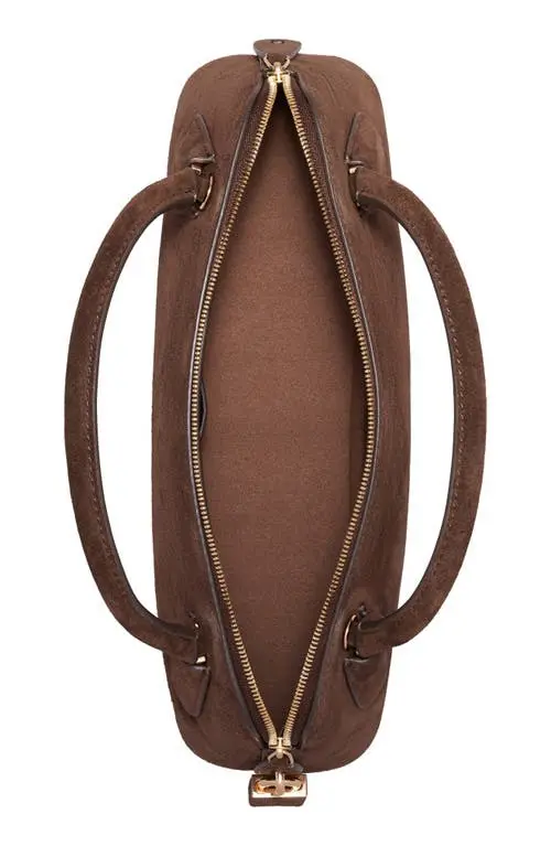 Tory Burch Lock Leather Top Handle Bag - Dark Cocoa