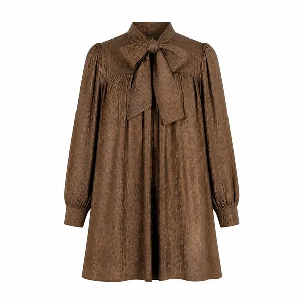 YUMI Scarf Tunic Dress - Brown