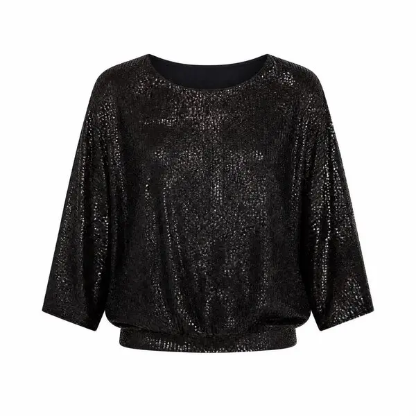 YUMI All Over Sequin Batwing Top