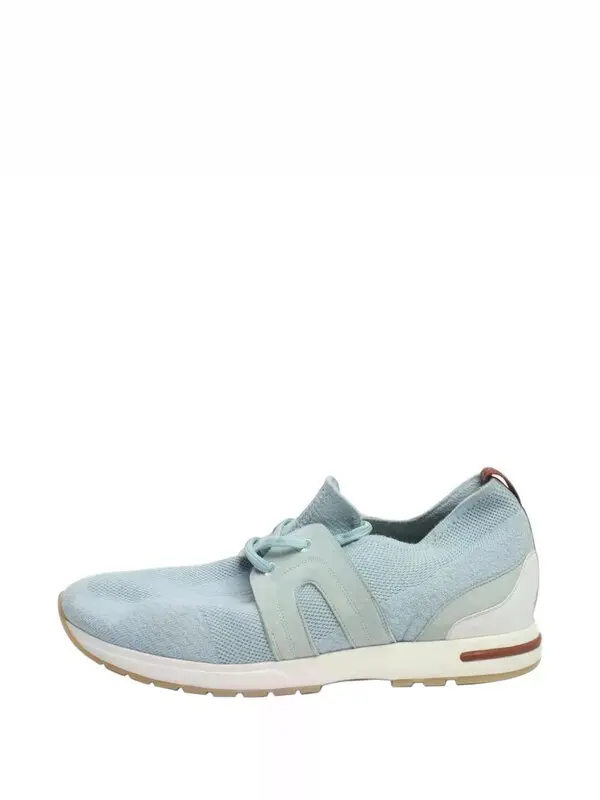 Loro Piana Knitted Suede-trim Sneakers - Blue