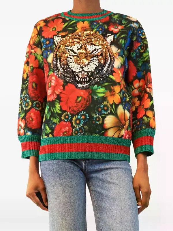 Gucci Floral Tiger-sequin Sweatshirt