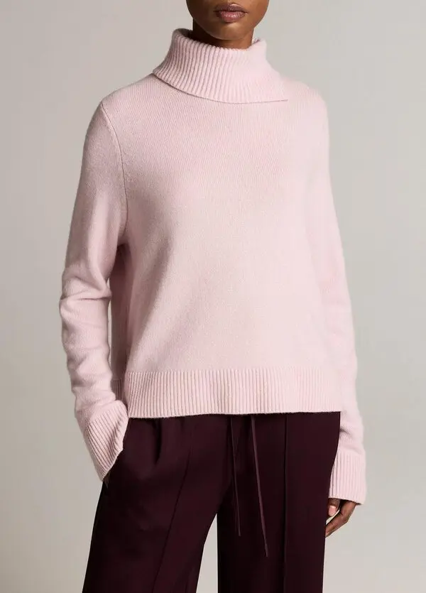 Vince Wool-cashmere Side-slit Turtleneck Sweater - Iris Quartz