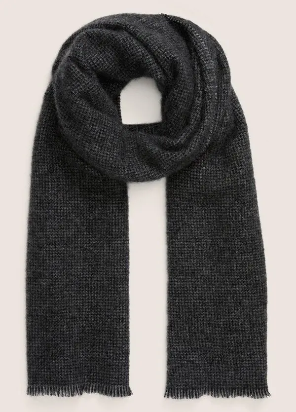 Vince Marled Micro-houndstooth Cashmere Scarf - Hazelnut/black