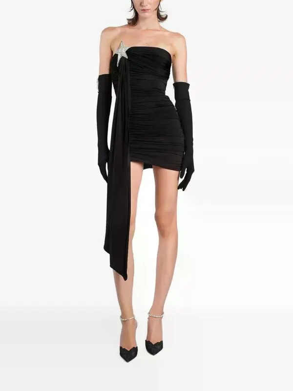 David Koma Crystal-embellished Ruched Mini Dress