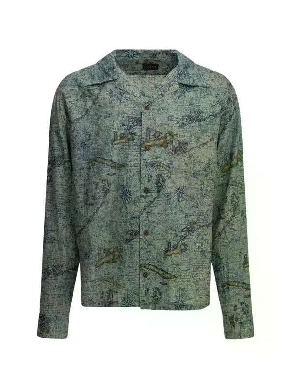 Kapital Key West Map-print Linen Shirt