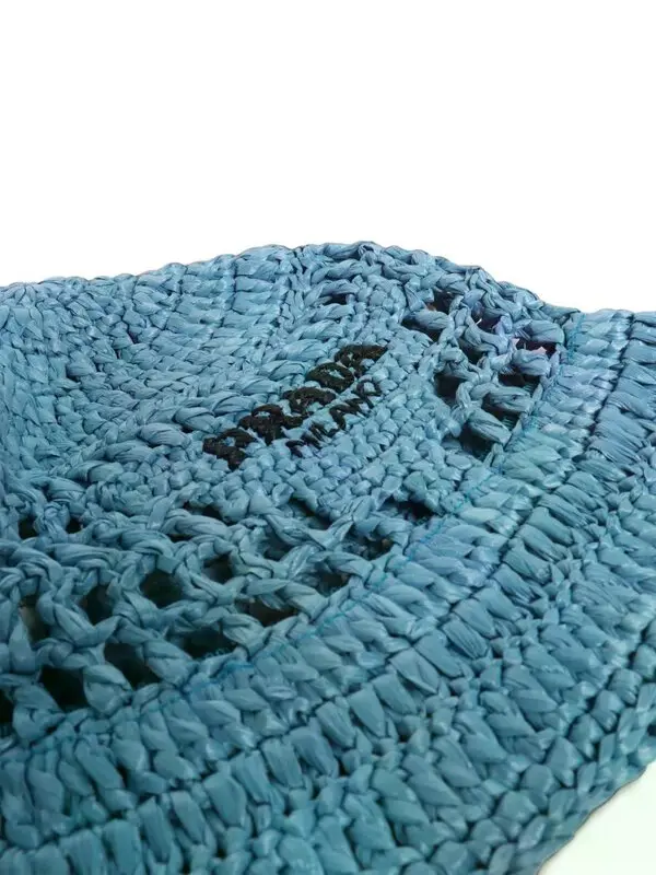 Prada Embroidered Crochet Bucket Hat