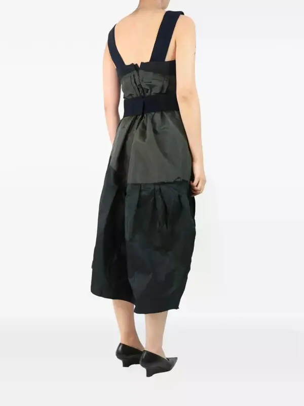 Prada Contrast-panel Pleated Midi Dress