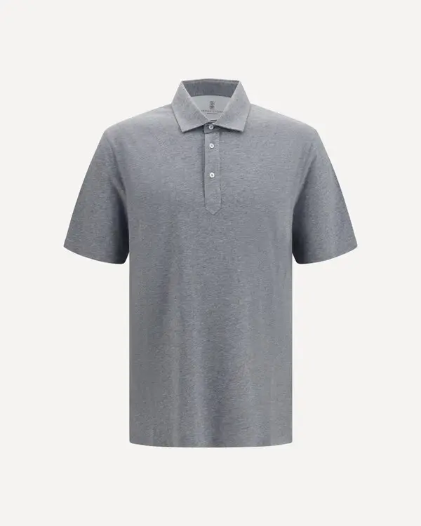 Brunello Cucinelli Cotton Jersey Polo With Shirt Collar Ale - Grey