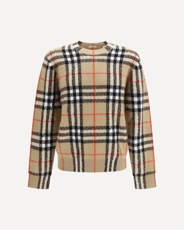 Burberry Check Cahmere Weater - Beige
