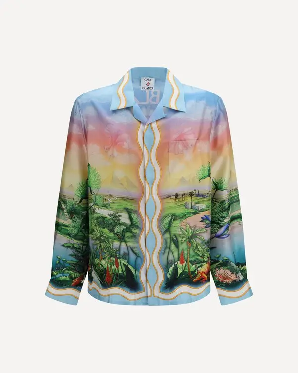Casablanca Tenni Club Printed Ilk Twill Hirt - Multicolour