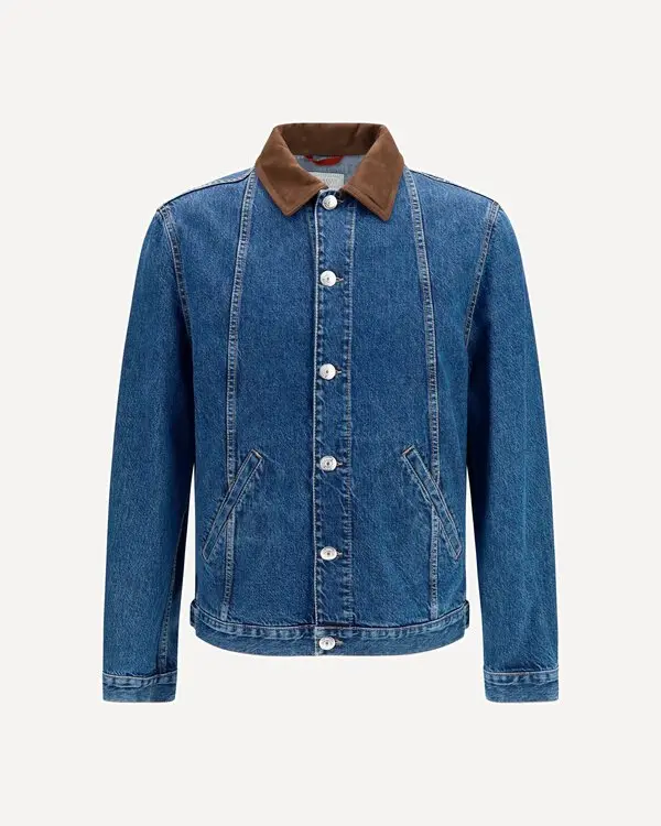 Brunello Cucinelli Denim Jacket With Suede Collar