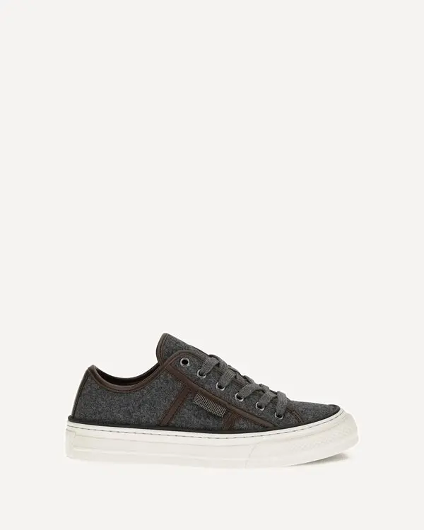 Brunello Cucinelli Suede Sneakers With Shiny Tab