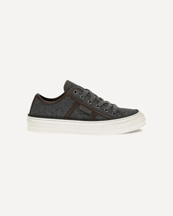Brunello Cucinelli Suede Sneakers With Shiny Tab