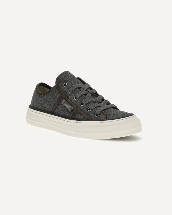 Brunello Cucinelli Suede Sneakers With Shiny Tab
