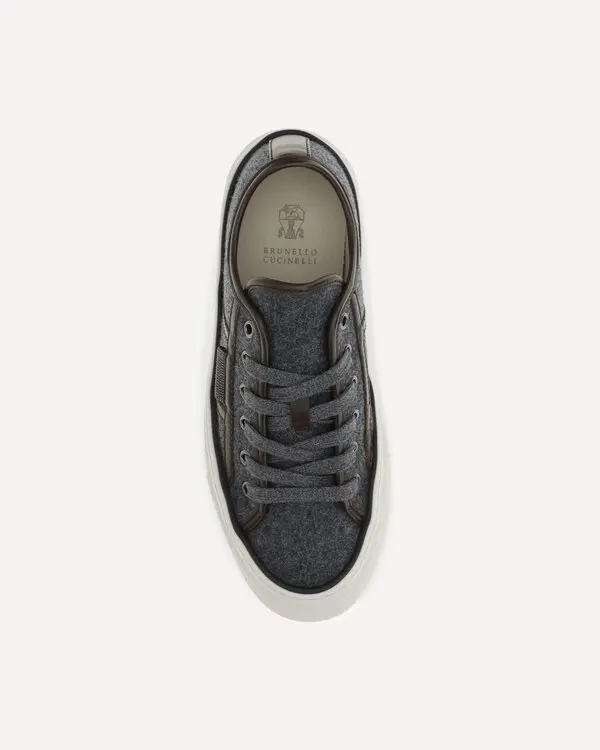 Brunello Cucinelli Suede Sneakers With Shiny Tab