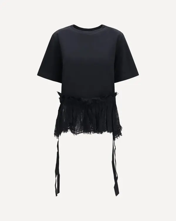 Alexander McQueen Lace Ruffle T-shirt
