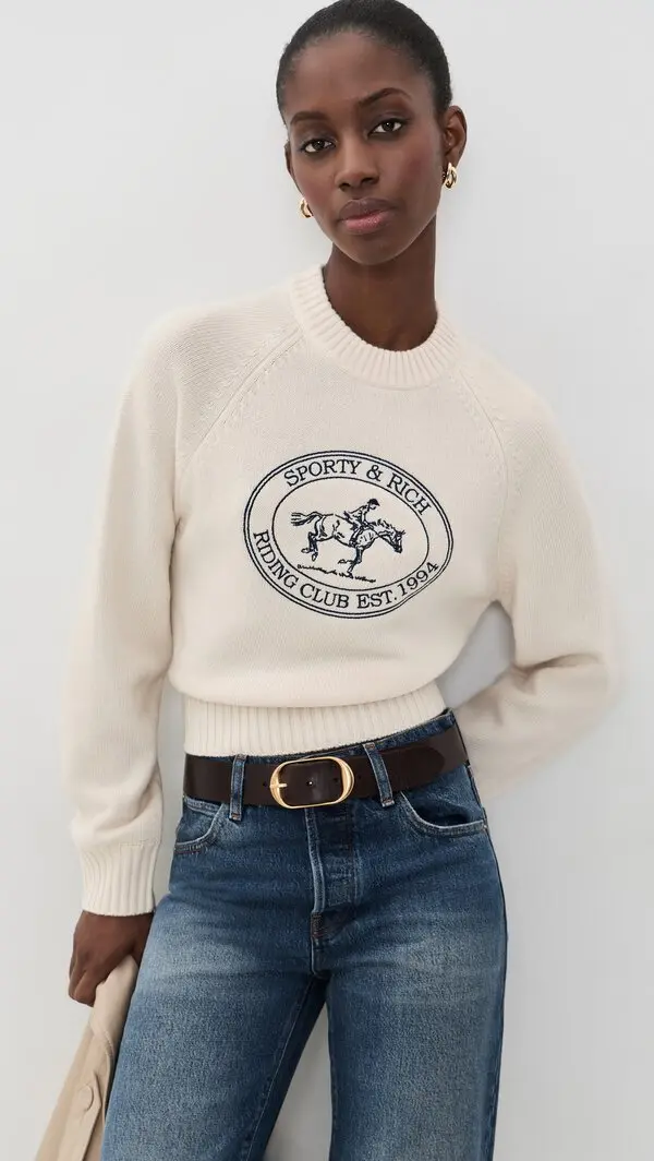 Sporty & Rich Riding Club Knitted Boxy Wool Sweater