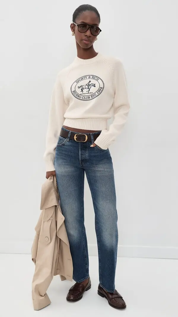 Sporty & Rich Riding Club Knitted Boxy Wool Sweater