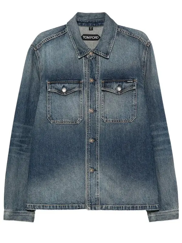 TOM FORD Giacca In Denim Con Effetto Schiarito - Blue