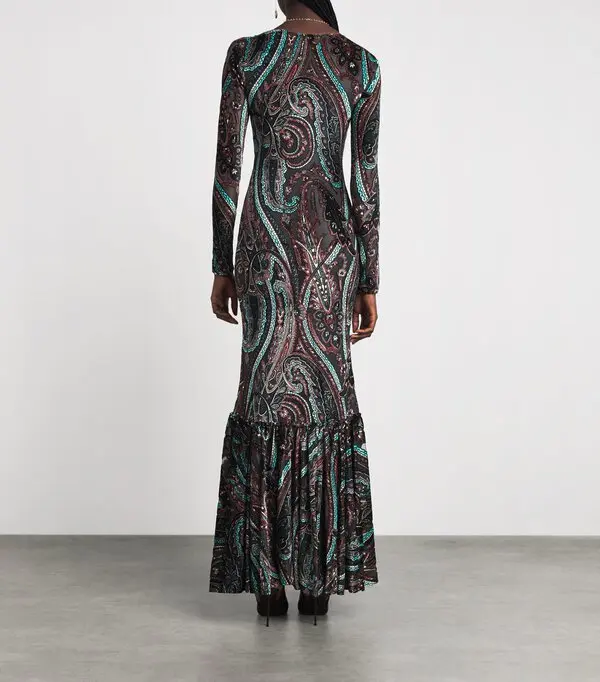 Etro Appliqué-mesh Maxi Dress