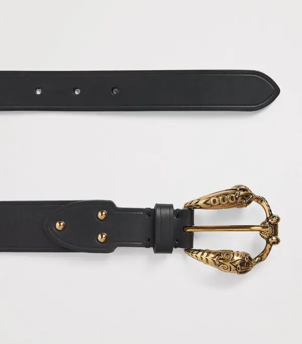 Etro Leather Animal-buckle Belt