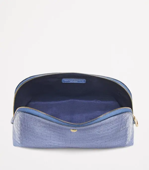 ASPINAL OF LONDON Croc-embossed Leather Classic Wash Bag