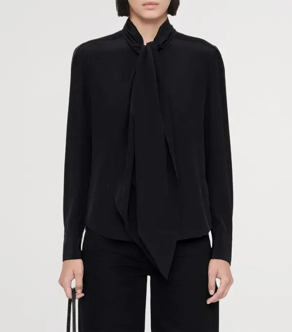 ALLSAINTS Silk Tie-detail Iris Shirt